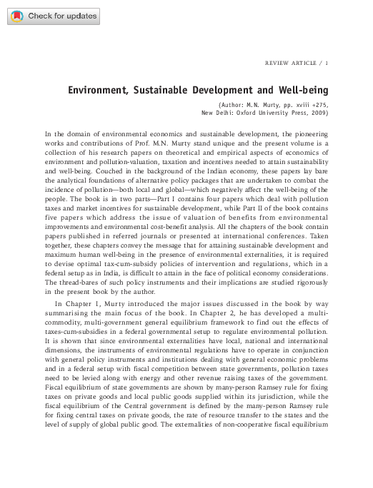 (PDF) Environment, Sustainable Development and Well-being (PDF) Environment, Sustainable Development and Well-being