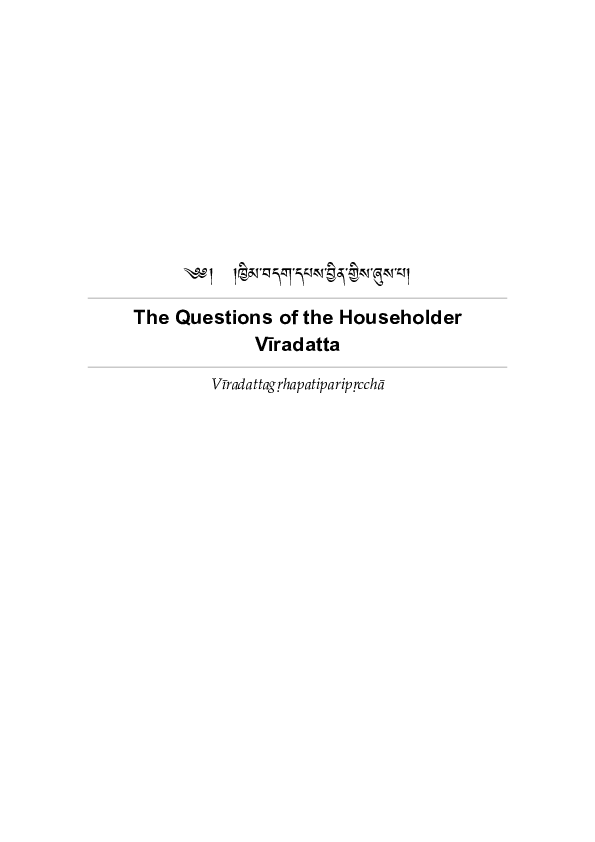 (PDF) The Questions of the Householder Vīradatta
