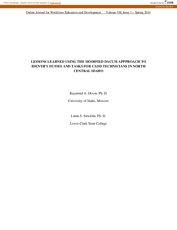 (PDF) Using “Expert Employees” to identify Duties and Tasks for CADD ...