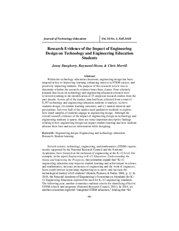 (PDF) Research Evidence of the Impact of Engineering Design on ...