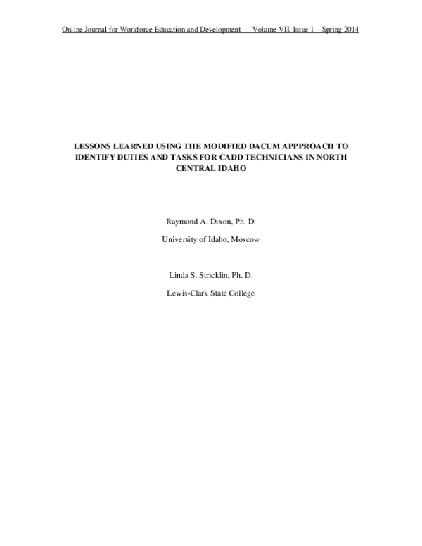 (PDF) Learned Using the Modified Dacum Appproach to Identify Duties and ...