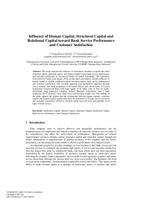 (PDF) Influence of Human Capital, Structural Capital and Relational Capital toward Bank Service ...
