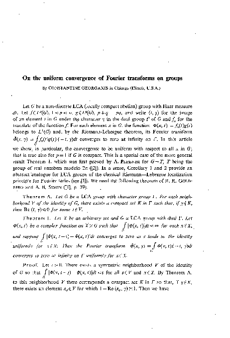 Pdf On The Uniform Convergence Of Fourier Transforms On Groups