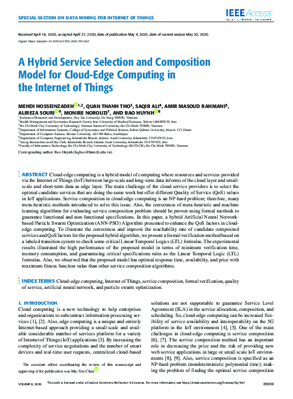 Pdf A Hybrid Service Selection And Composition Model For Cloud Edge