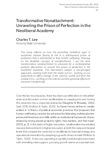(PDF) Transformative Nonattachment: Unraveling the Prison of Perfection ...