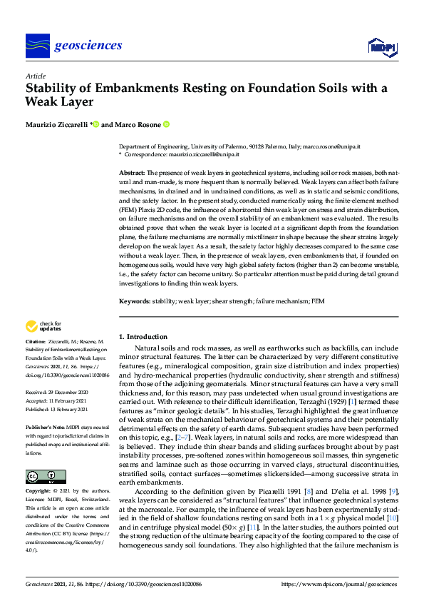 (PDF) Stability of Embankments Resting on Foundation Soils with a Weak ...
