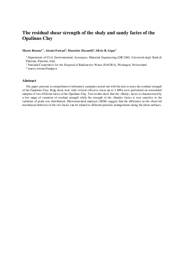 (PDF) The Residual Shear Strength of the Shaly and Sandy Facies of the ...