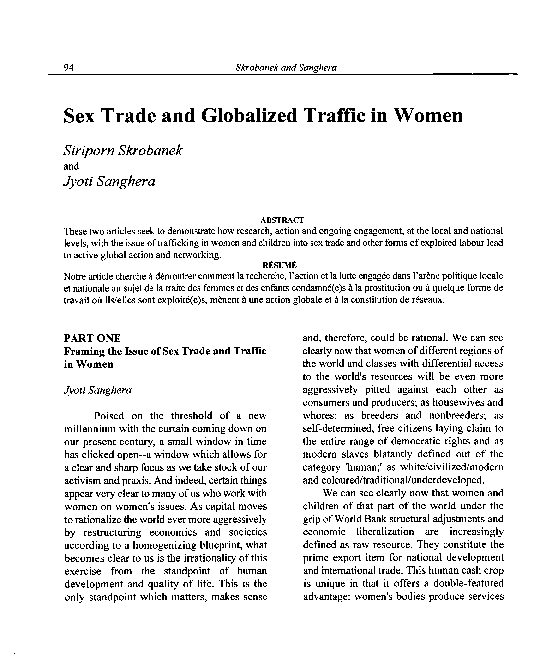 Pdf Sex Trade And Globalized Traffic In Women