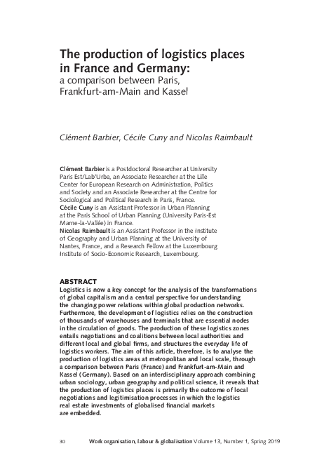 (PDF) The production of logistics places in France and Germany: a ...