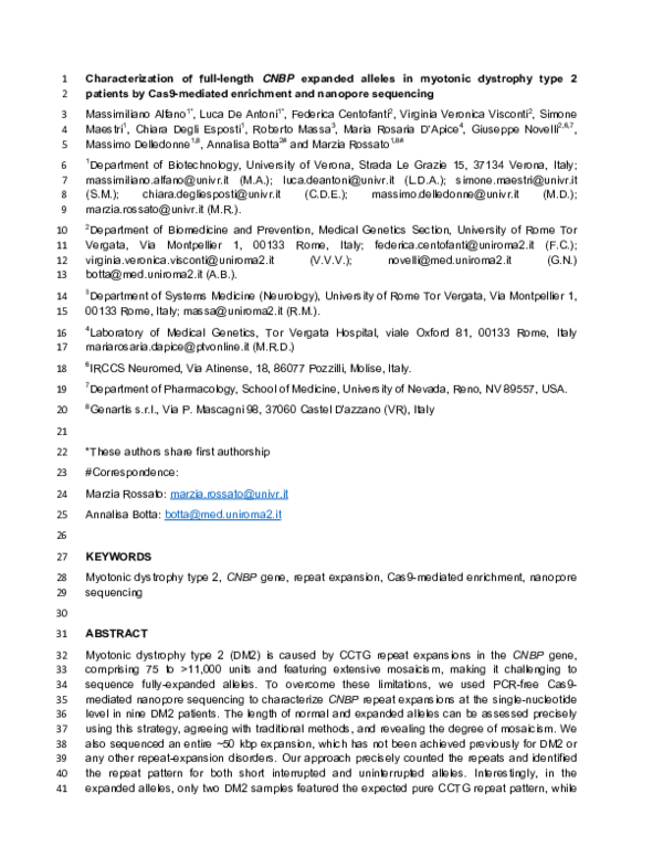 (PDF) Characterization of full-length CNBP expanded alleles in myotonic ...