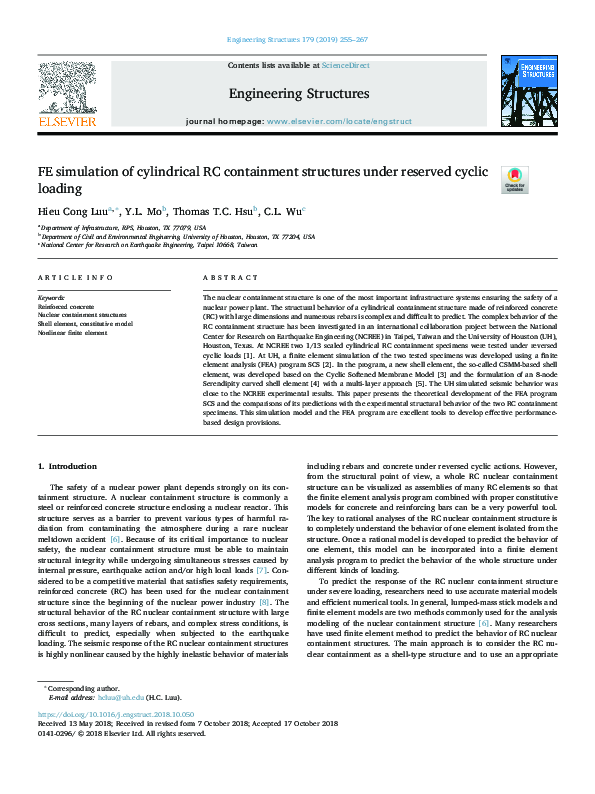 (PDF) FE simulation of cylindrical RC containment structures under ...