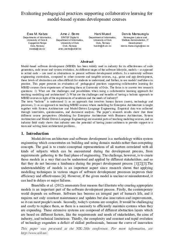 (PDF) Evaluating pedagogical practices supporting collaborative learning for model-based system ...