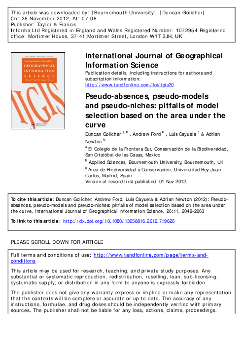 Pdf Pseudo Absences Pseudo Models And Pseudo Niches Pitfalls Of