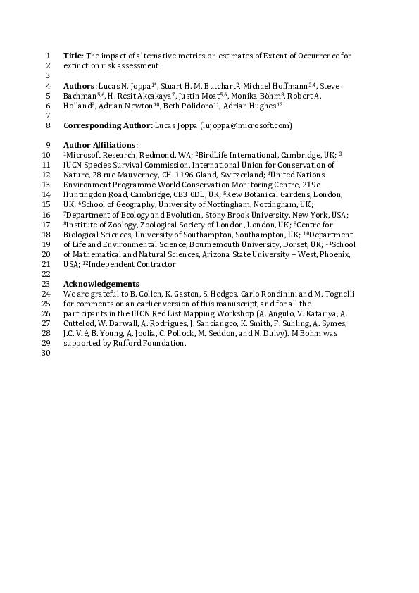 (PDF) Impact of alternative metrics on estimates of extent of ...