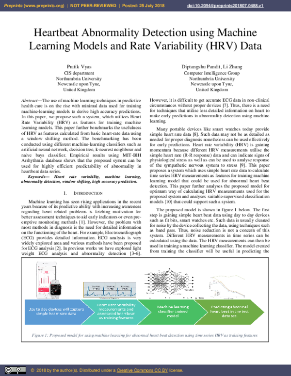 (PDF) Heartbeat Abnormality Detection using Machine Learning Models and ...