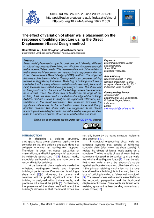 (PDF) The effect of variation of shear walls placement on the response of building structure ...