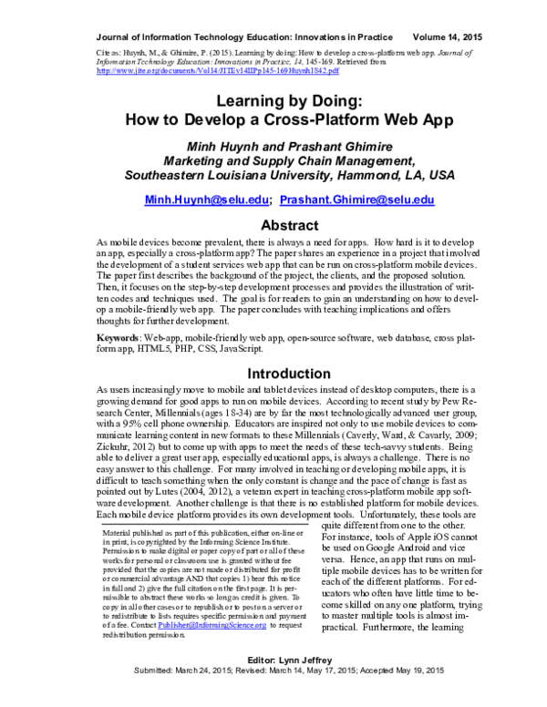 (PDF) Learning by Doing: How to Develop a Cross-Platform Web App
