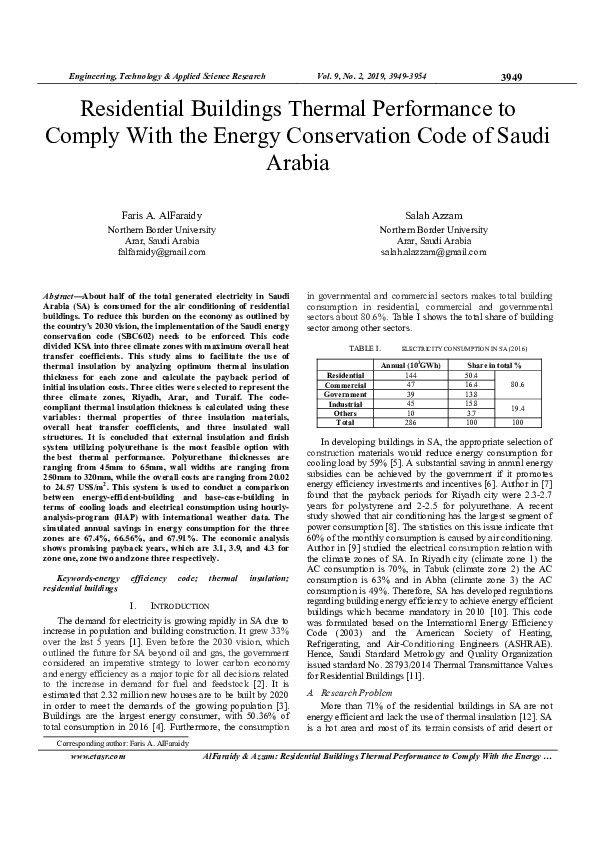 (PDF) Residential Buildings Thermal Performance to Comply With the Energy Conservation Code of ...
