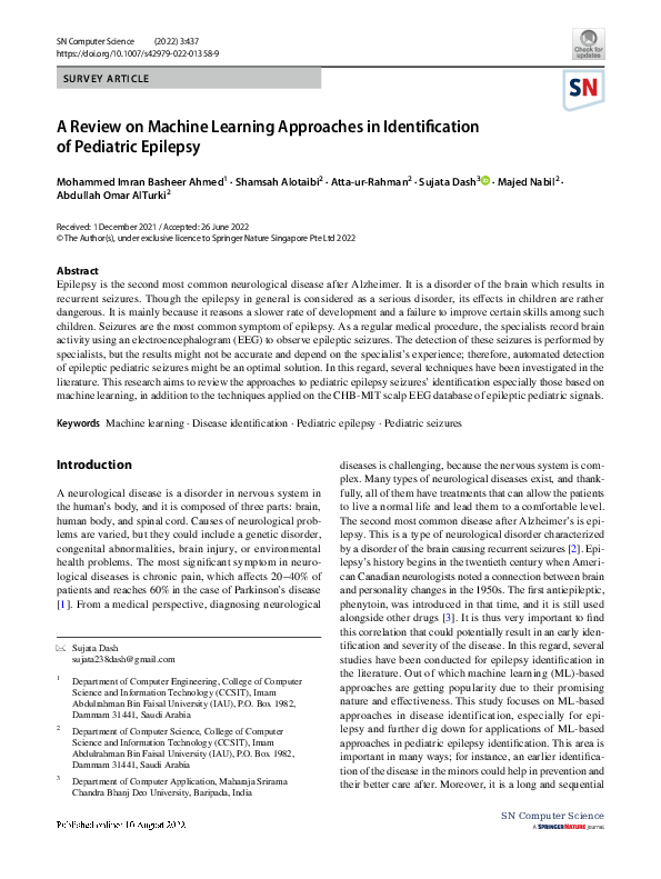 (PDF) A Review on Machine Learning Approaches in Identification of ...