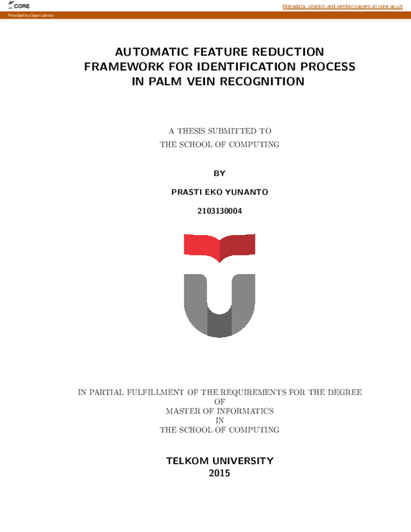 Pdf Automatic Feature Reduction Framework For Identification Process In Palm Vein Recognition