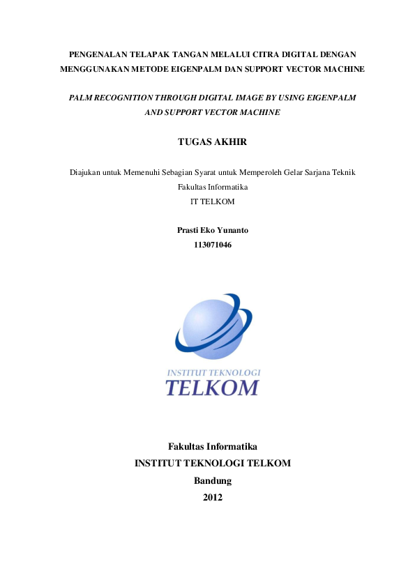 (PDF) Pengenalan Telapak Tangan Melalui Citra Digital Dengan Menggunakan Metode Eigenpalm Dan ...