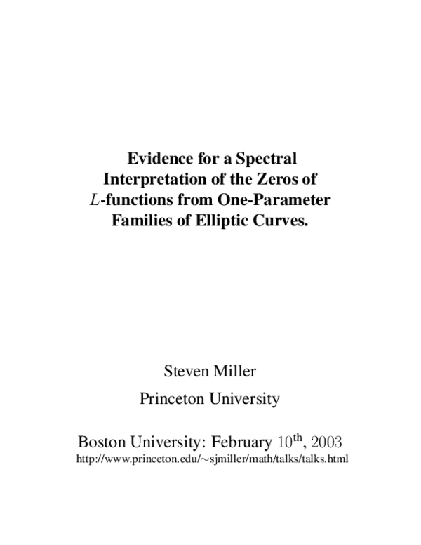 (PDF) Evidence for a spectral interpretation of the zeros of L-functions