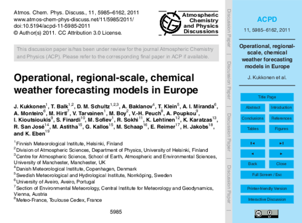 (PDF) Operational, regional-scale, chemical weather forecasting models ...