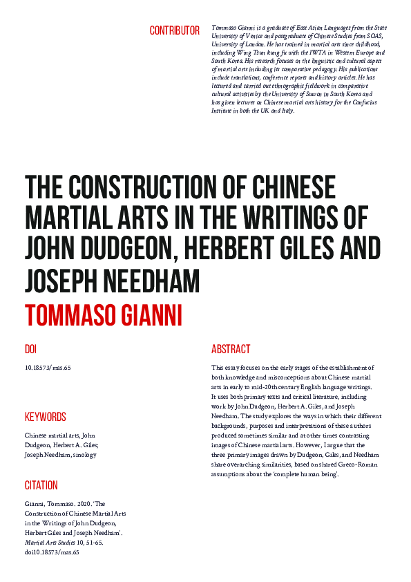 (PDF) The Construction of Chinese Martial Arts in the Writings of John ...