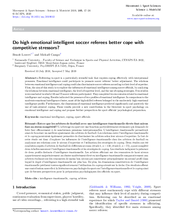 (PDF) Do high emotional intelligent soccer referees better cope with ...