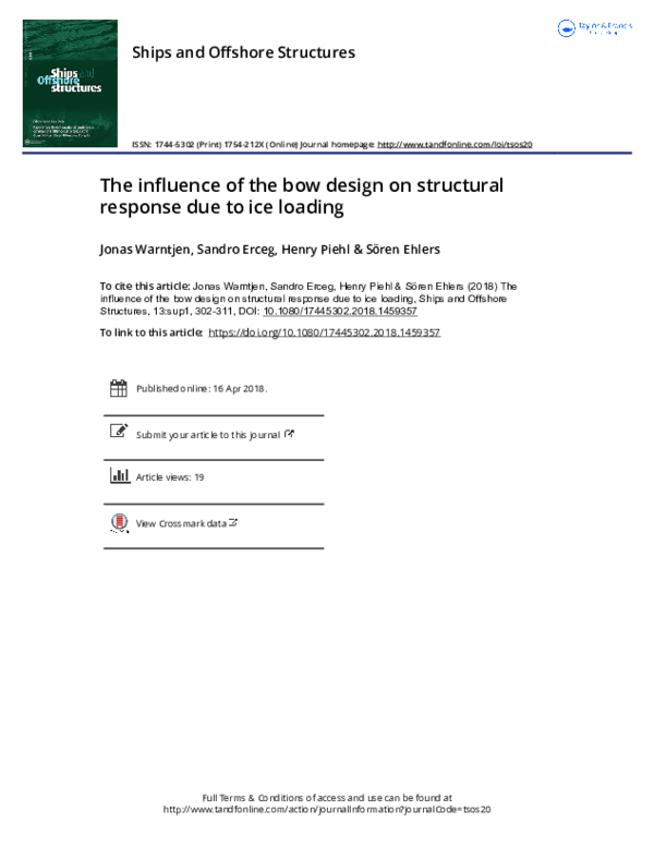 (PDF) The influence of the bow design on structural response due to ice ...