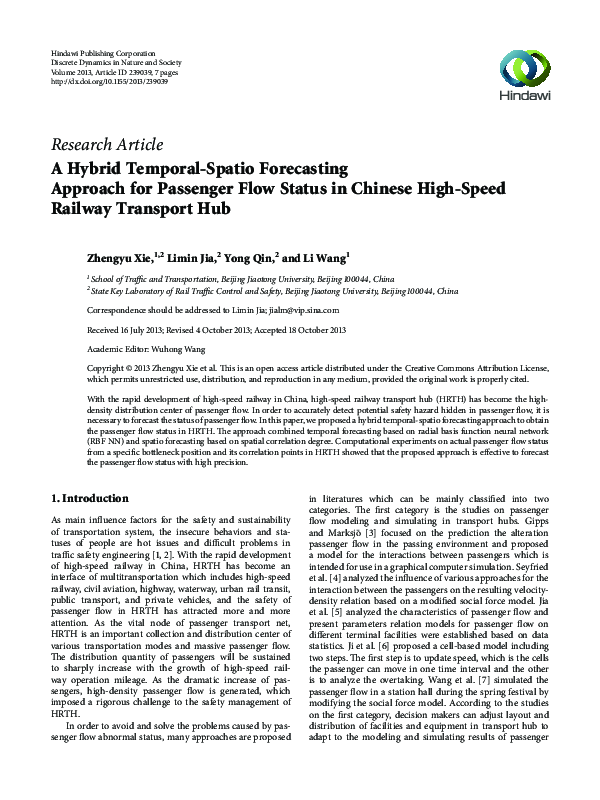 Pdf Hybrid Forecasting For Passenger Flow In Rail Hubs