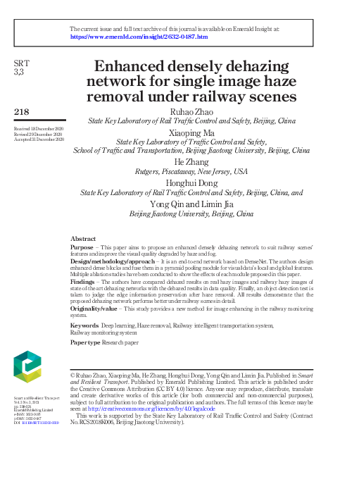 (PDF) Enhanced densely dehazing network for single image haze removal ...