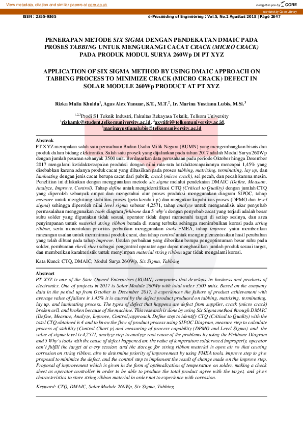 (PDF) Penerapan Metode Six Sigma Dengan Pendekatan Dmaic Pada Proses ...