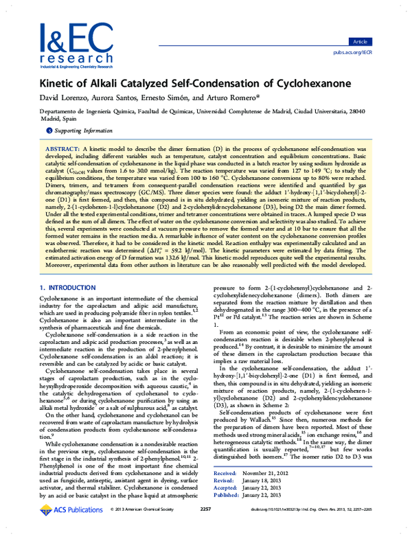 (PDF) Kinetic of Alkali Catalyzed Self-Condensation of Cyclohexanone