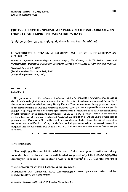 (PDF) The influence of selenium intake on chronic adriamycin toxicity ...