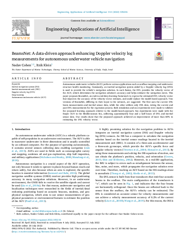 (PDF) BeamsNet: A data-driven approach enhancing Doppler velocity log measurements for ...