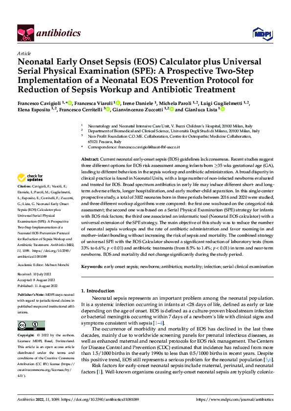 Pdf Neonatal Early Onset Sepsis Eos Calculator Plus Universal Serial Physical Examination
