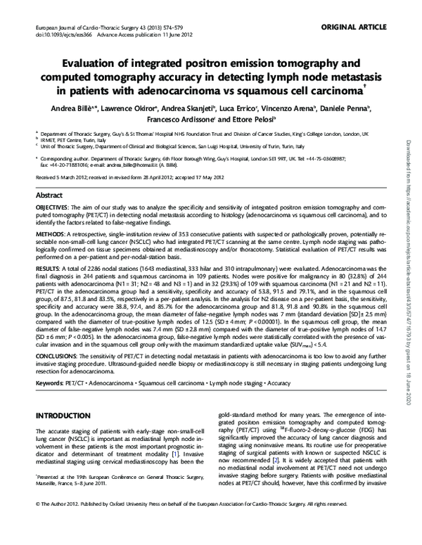 (PDF) Evaluation of integrated positron emission tomography and computed tomography accuracy in ...
