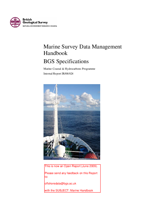 (PDF) Marine survey Data Management Handbook : BGS specifications