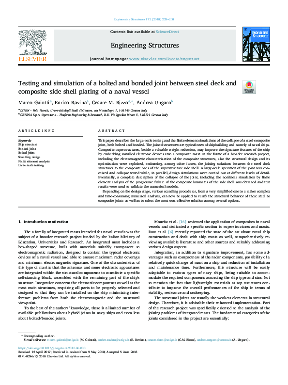 (PDF) Testing and simulation of a bolted and bonded joint between steel ...