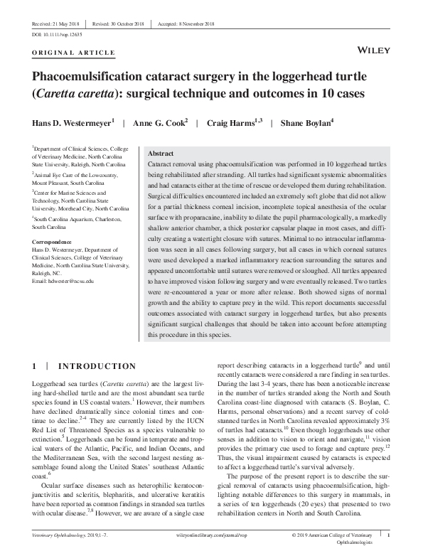 (PDF) Phacoemulsification cataract surgery in the loggerhead turtle ...