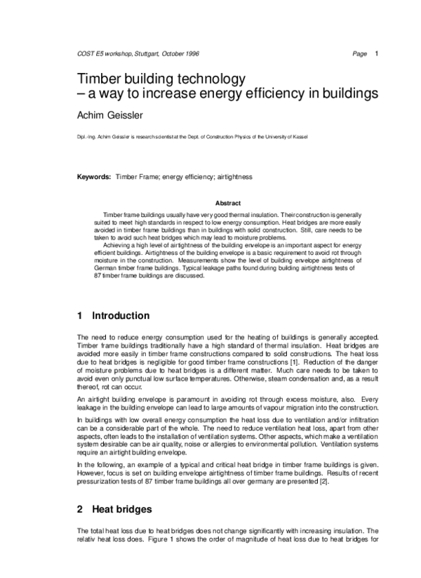 (PDF) Timber building technology – a way to increase energy efficiency ...