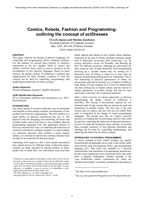 (PDF) Comics, robots, fashion and programming | ylva fernaeus ...