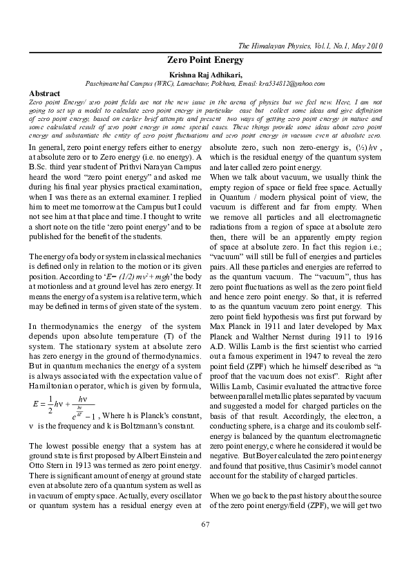 (PDF) Zero Point Energy