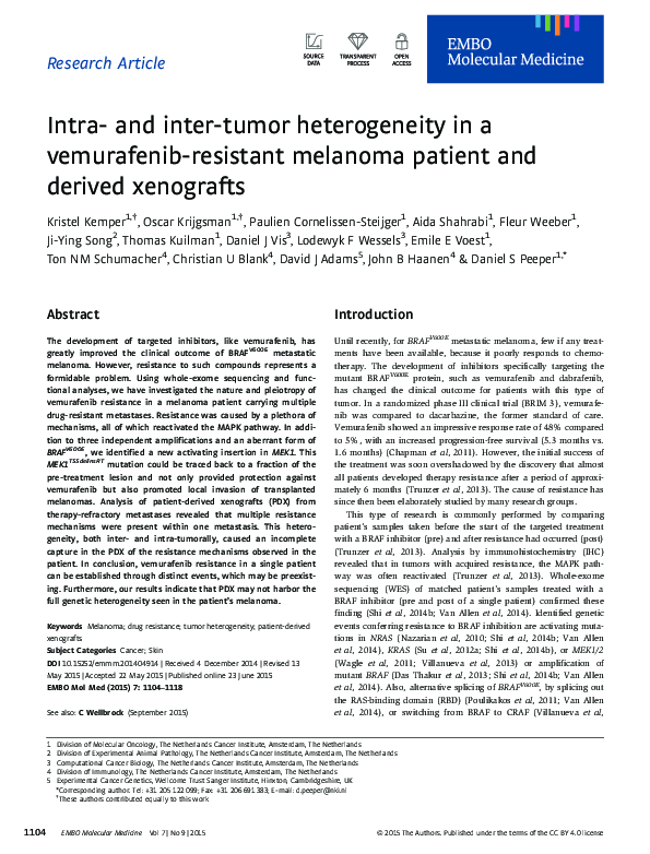 (PDF) Intra- and inter-tumor heterogeneity in a vemurafenib-resistant ...
