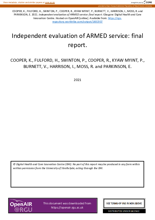 (PDF) Independent Evaluation of ARMED Service: Final Report