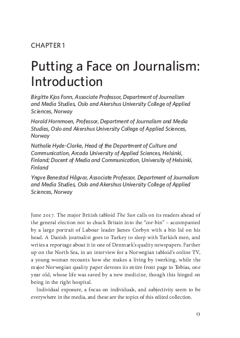 (PDF) ChaPtEr 1 Putting a Face on Journalism : Introduction