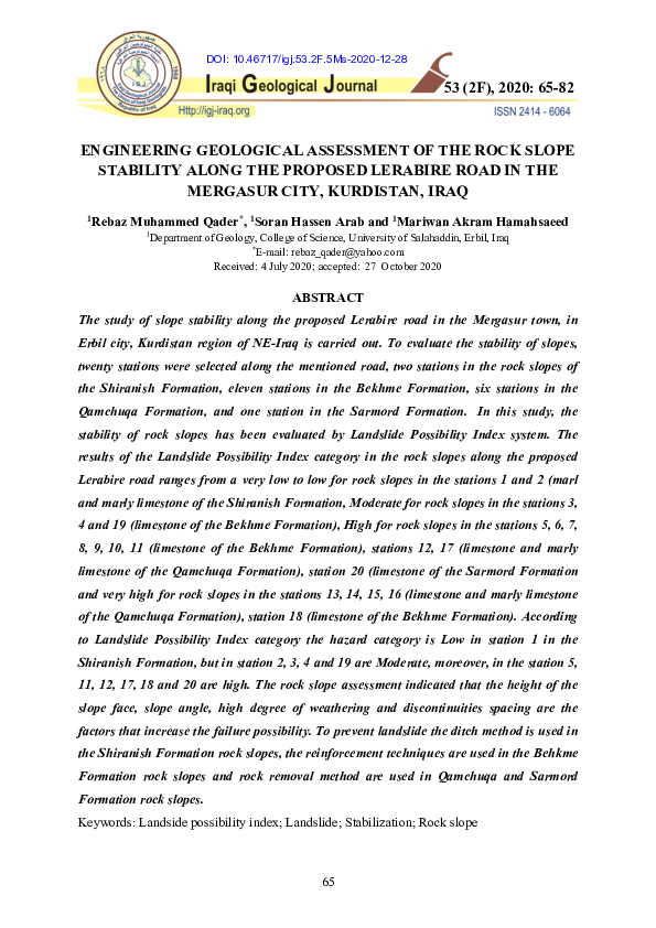 PDF Engineering Geological Assessment Of The Rock Slope Stability pdf-engineering-geological-assessment-of-the-rock-slope-stability