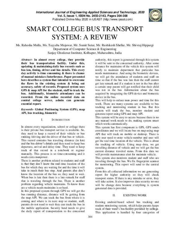 (PDF) Smart College Bus Transport System: A Review