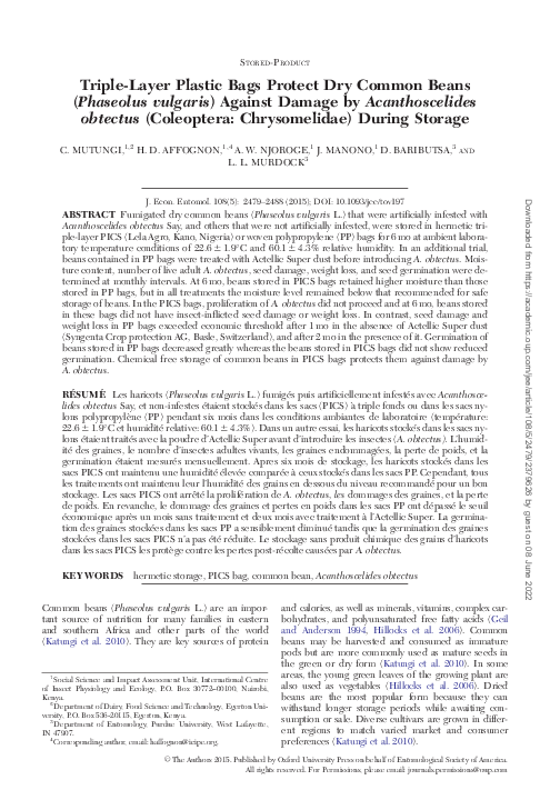 (PDF) Triple-Layer Plastic Bags Protect Dry Common Beans (Phaseolus ...